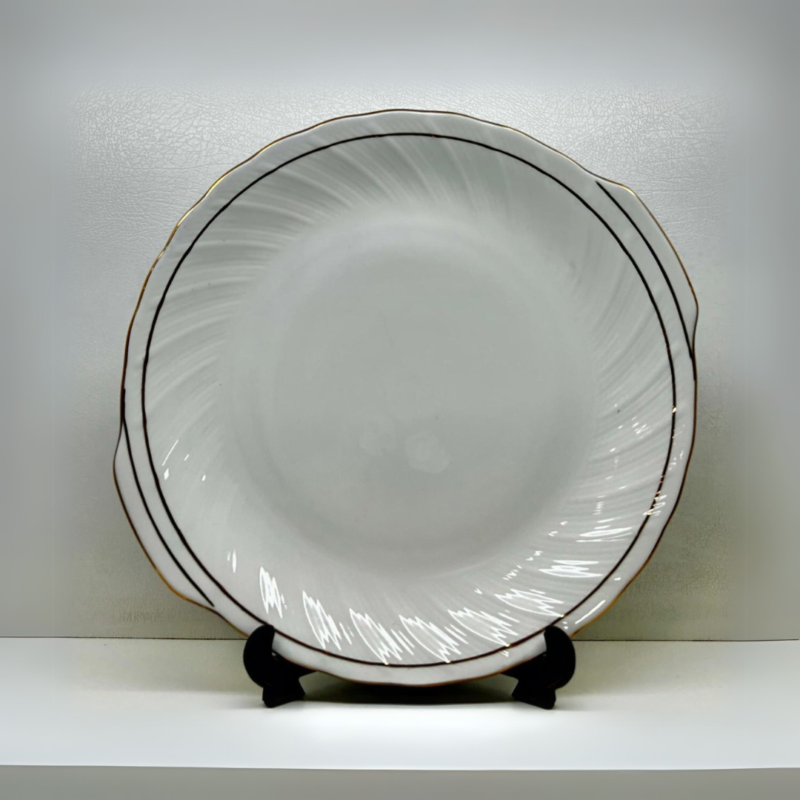 Ceramic 12″ Rice Plate with Gold Line in Karina Pattern, Single Piece ...